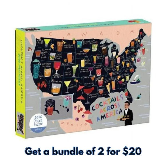 Galison | Games | Galison Cocktail Map Of The Usa 00 Piece Jigsaw ...